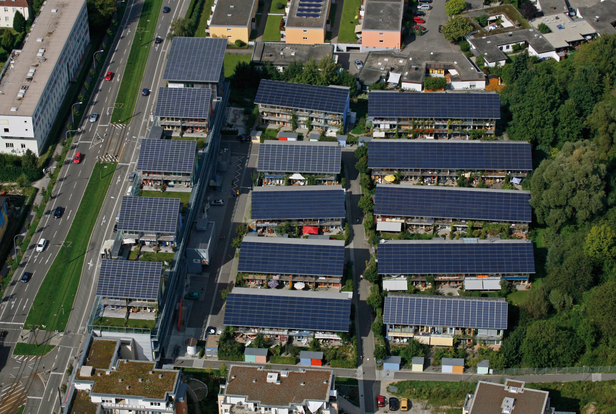 Solarhaussiedlung im Freiburger Stadtteil Vauban – Rolf Disch